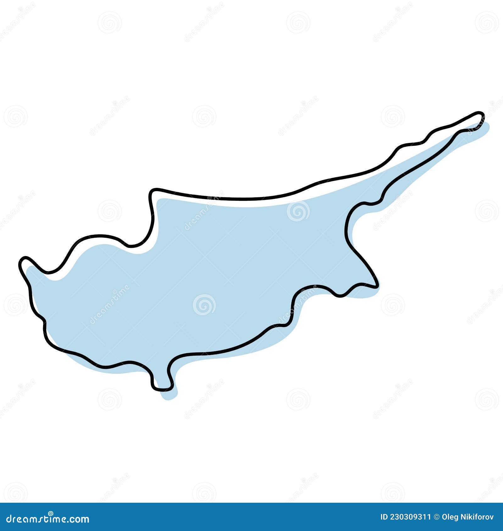 Stylized Simple Outline Map of Cyprus Icon. Blue Sketch Map of Cyprus ...