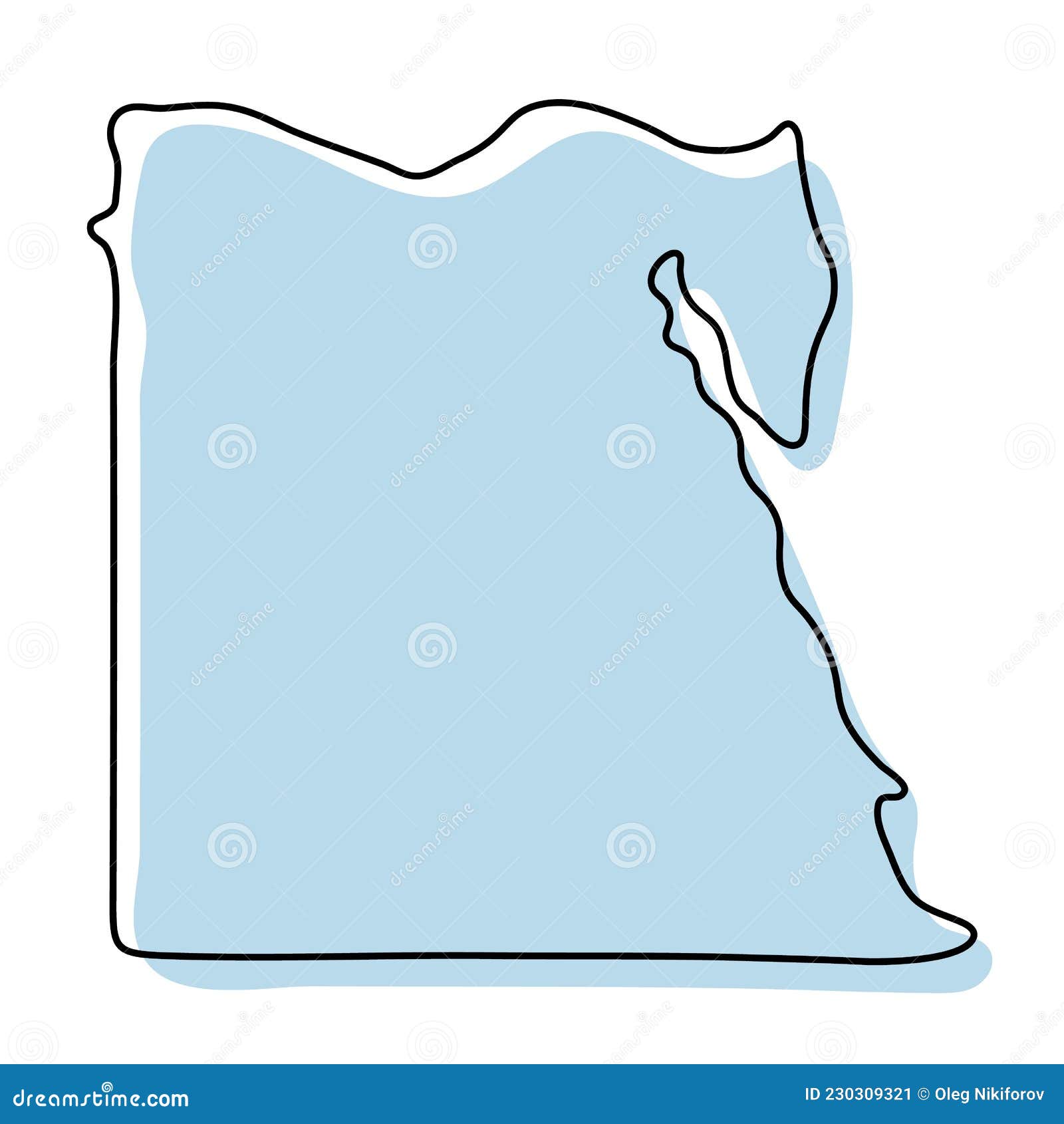 Stylized Simple Outline Map of Egypt Icon. Blue Sketch Map of Egypt ...
