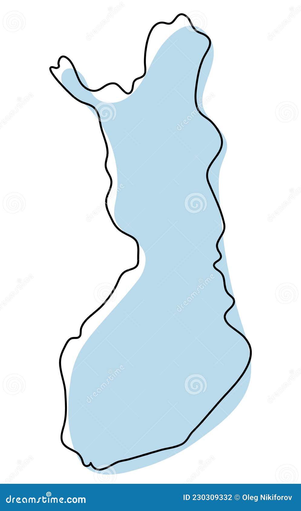 Stylized Simple Outline Map of Finland Icon. Blue Sketch Map of Finland ...