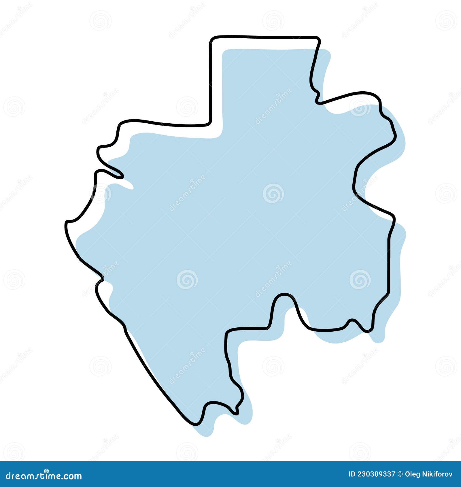 Simple Outline Map Of Gabon Silhouette In Sketch Line Style Stock Hot
