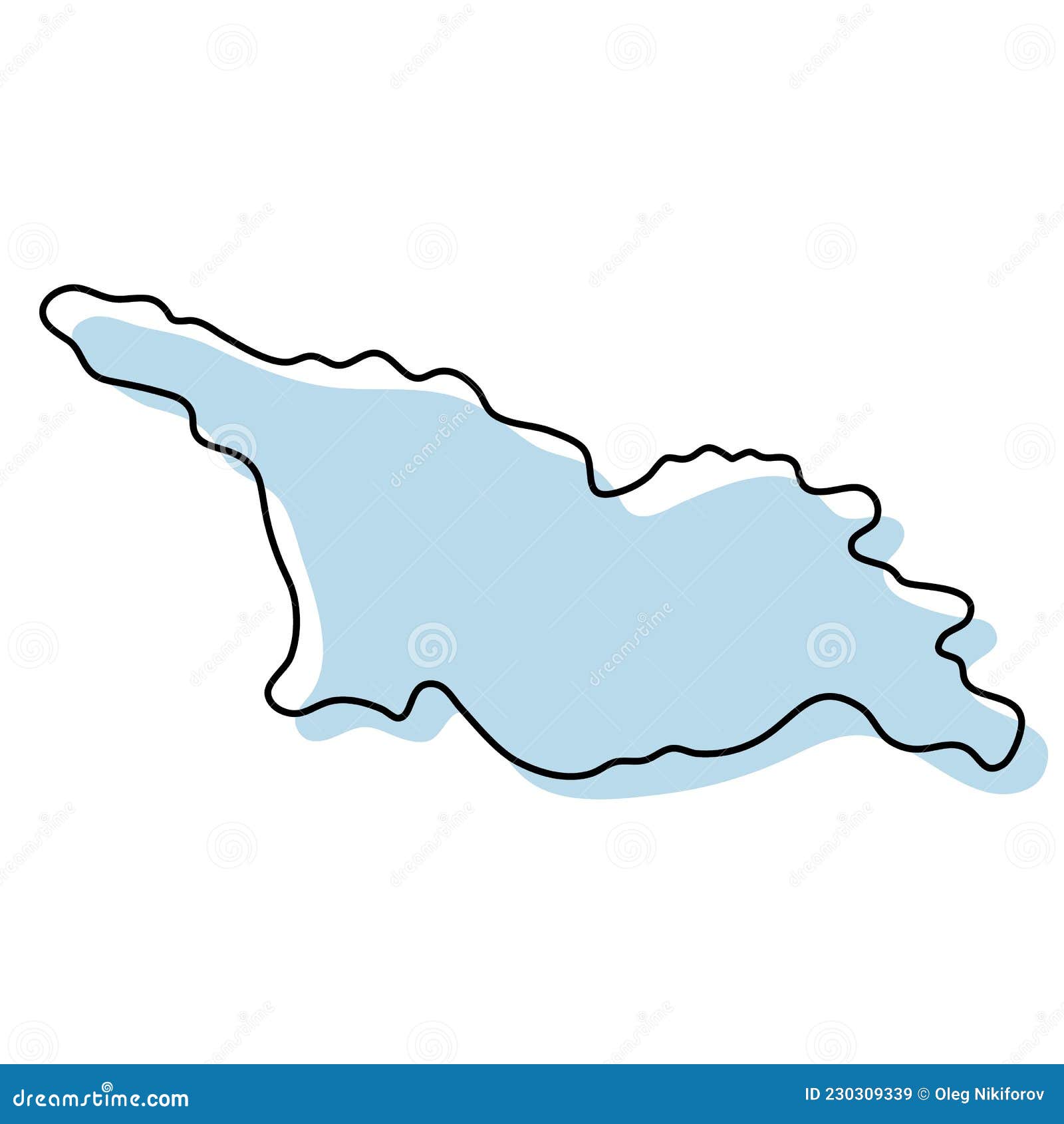 Stylized Simple Outline Map of Georgia Icon. Blue Sketch Map of Georgia ...