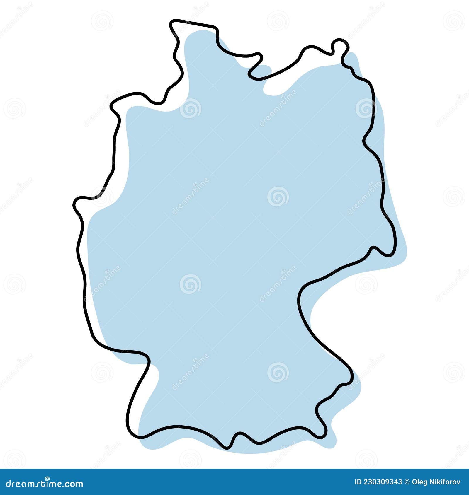 Stylized Simple Outline Map of Germany Icon. Blue Sketch Map of Germany ...