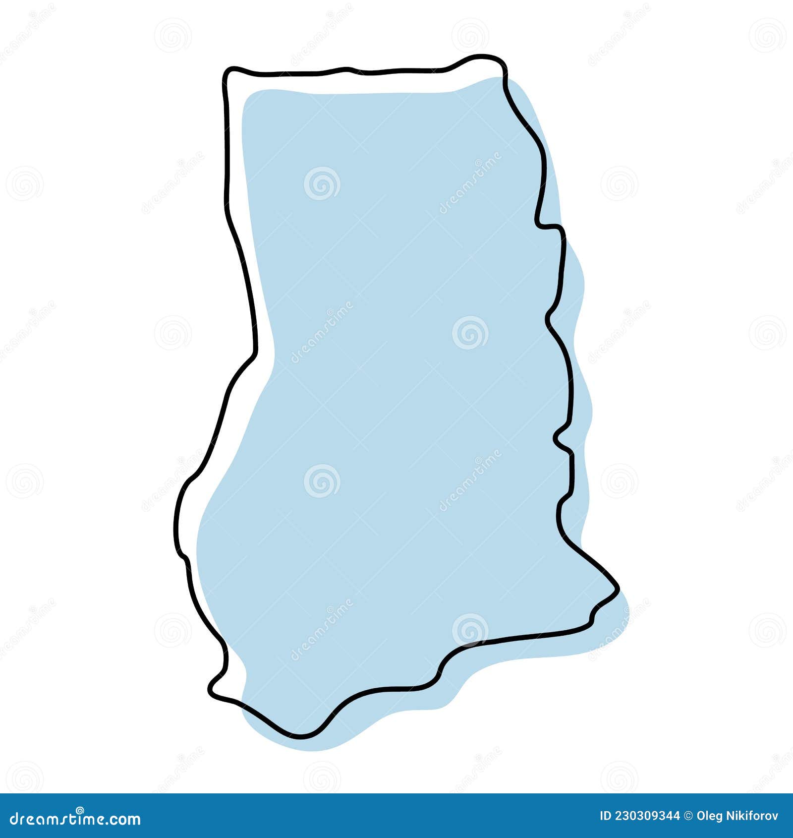 Stylized Simple Outline Map of Ghana Icon. Blue Sketch Map of Ghana ...