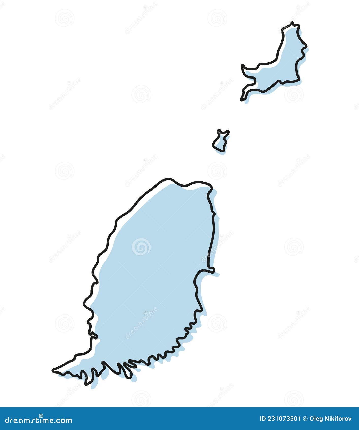 Stylized Simple Outline Map of Grenada Icon. Blue Sketch Map of Grenada ...