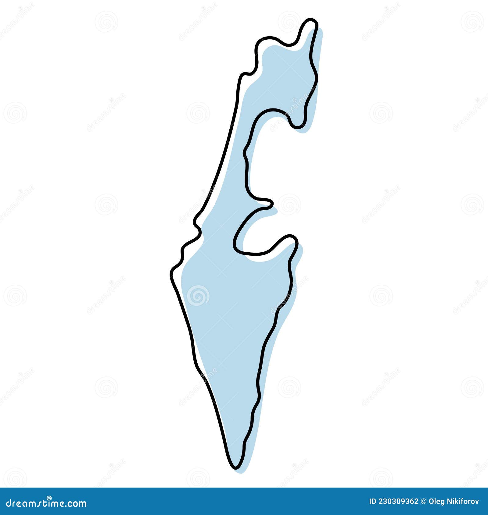 Stylized Simple Outline Map Of Israel Icon. Blue Sketch Map Of Israel ...