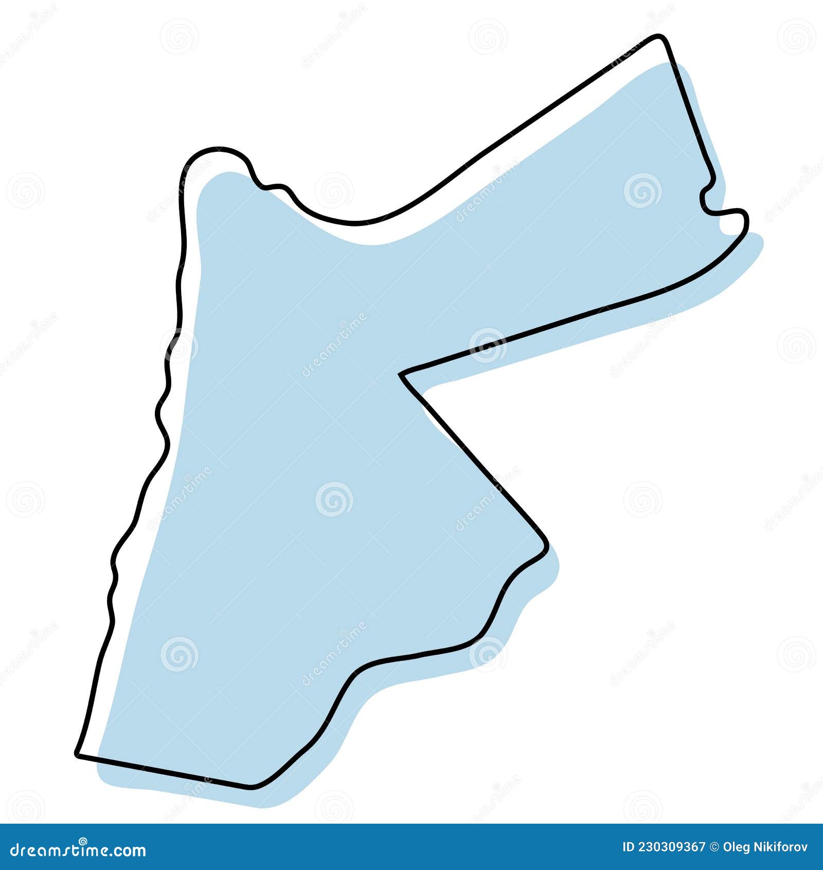 Stylized Simple Outline Map of Jordan Icon. Blue Sketch Map of Jordan ...