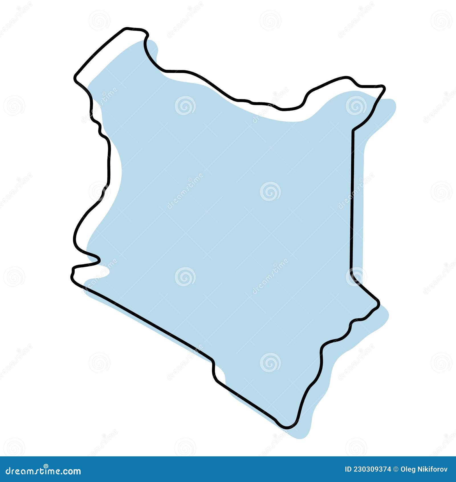 Stylized Simple Outline Map Of Kenya Icon. Blue Sketch Map Of Kenya ...