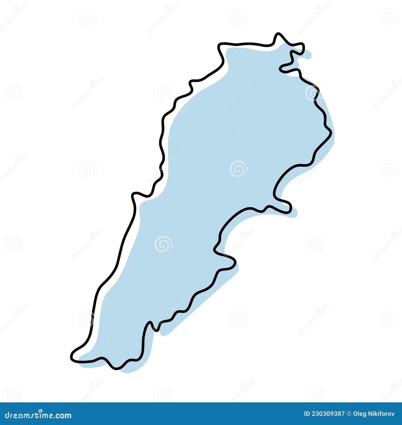 Stylized Simple Outline Map Of Lebanon Icon. Blue Sketch Map Of Lebanon ...