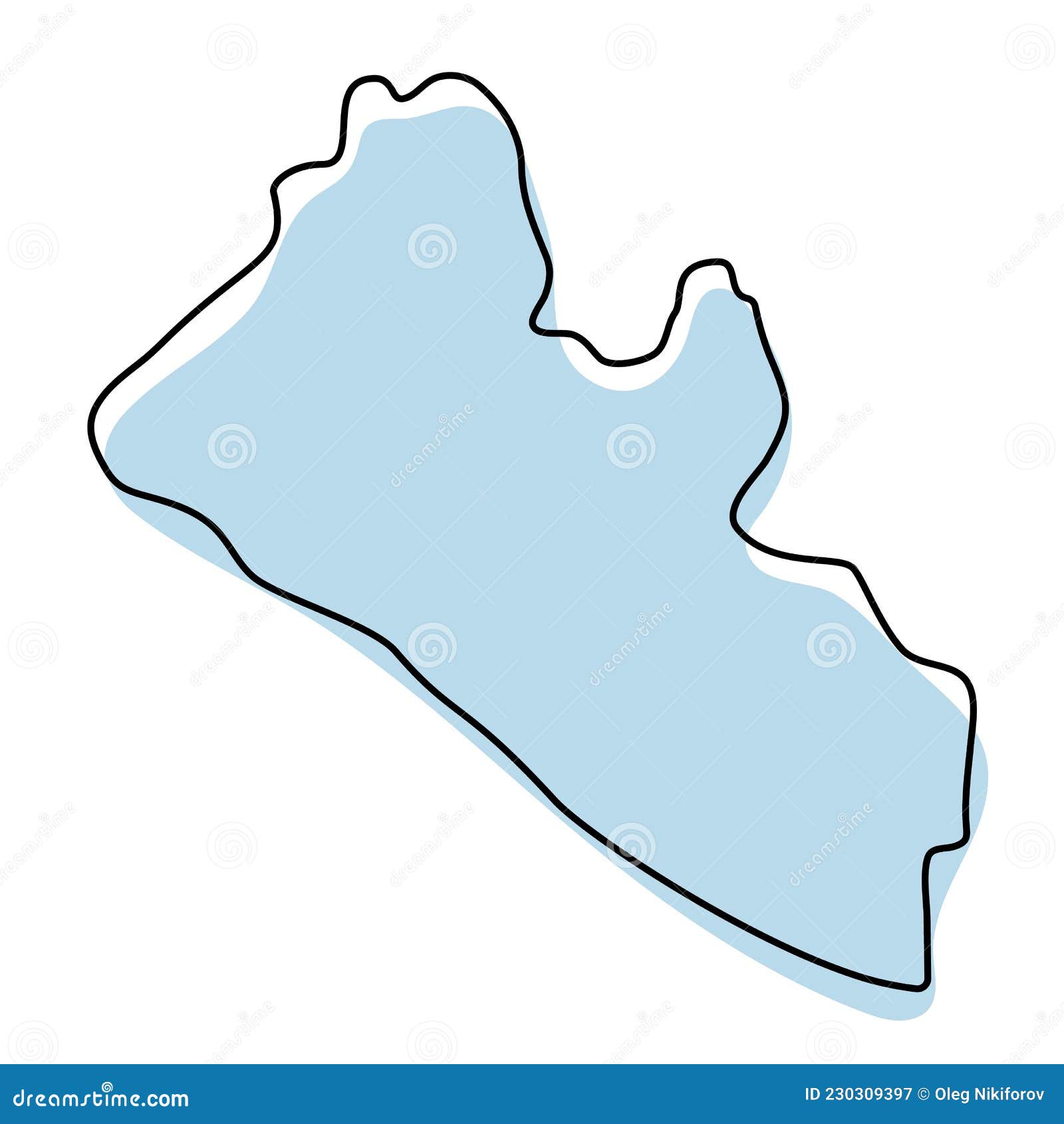 Stylized Simple Outline Map of Liberia Icon. Blue Sketch Map of Liberia ...