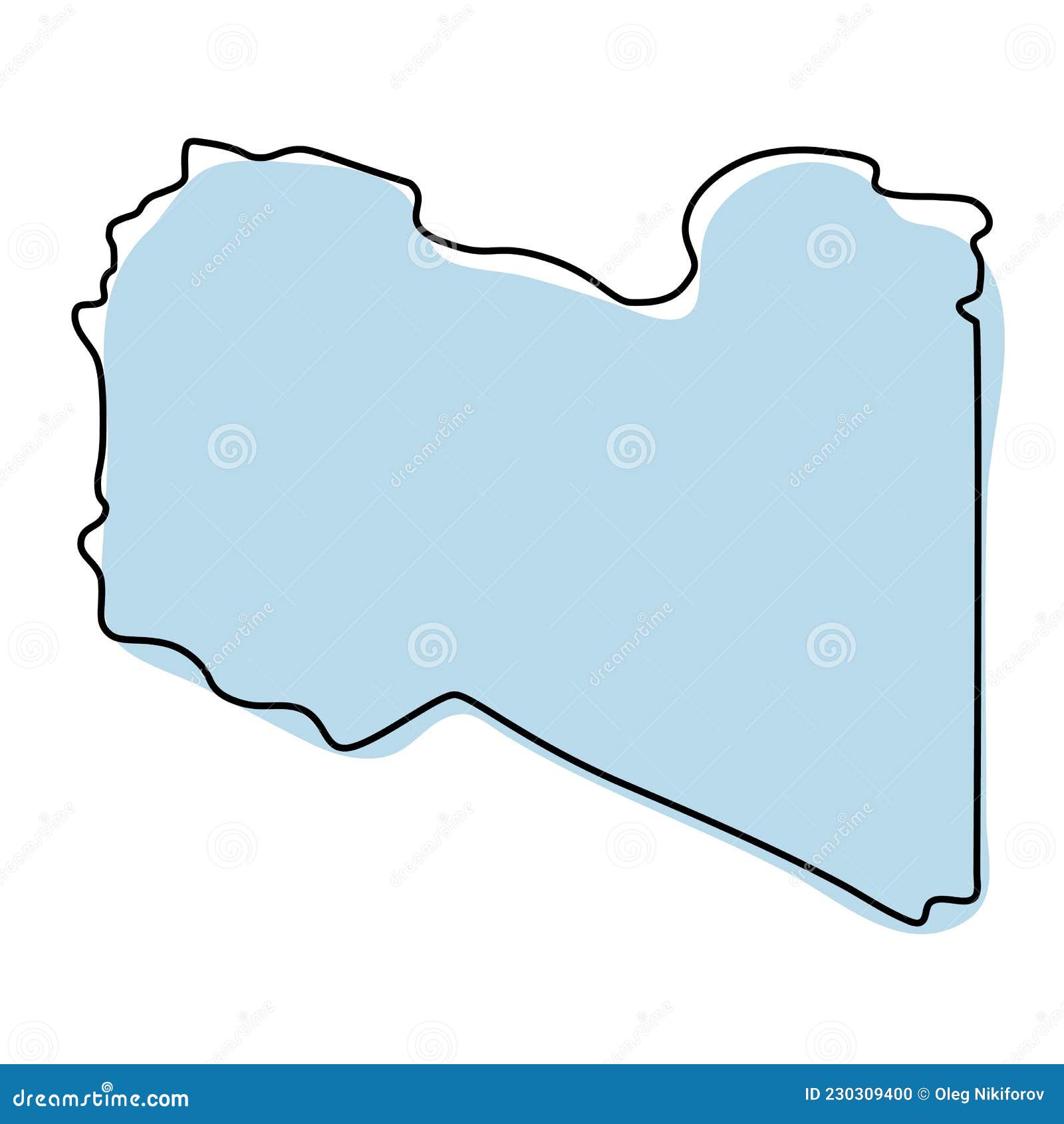 Stylized Simple Outline Map of Libya Icon. Blue Sketch Map of Libya ...