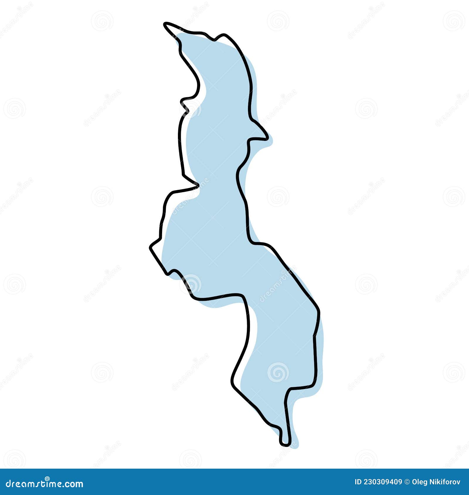 Stylized Simple Outline Map Of Malawi Icon Blue Sketch Map Of Malawi