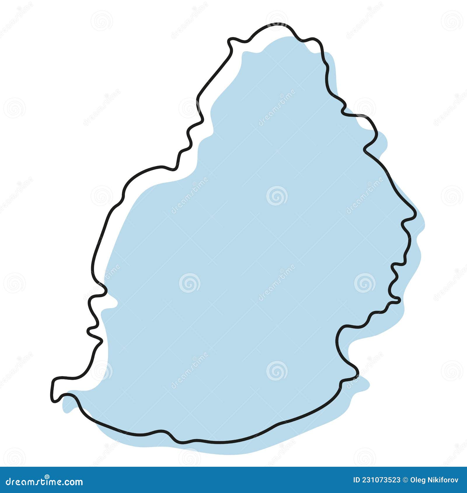 Stylized Simple Outline Map of Mauritius Icon. Blue Sketch Map of ...