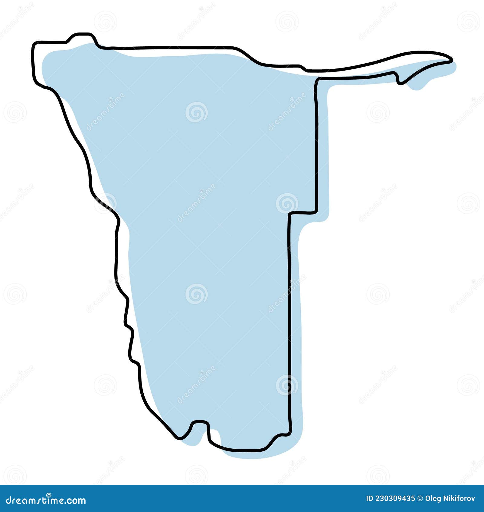 Stylized Simple Outline Map of Namibia Icon. Blue Sketch Map of Namibia ...