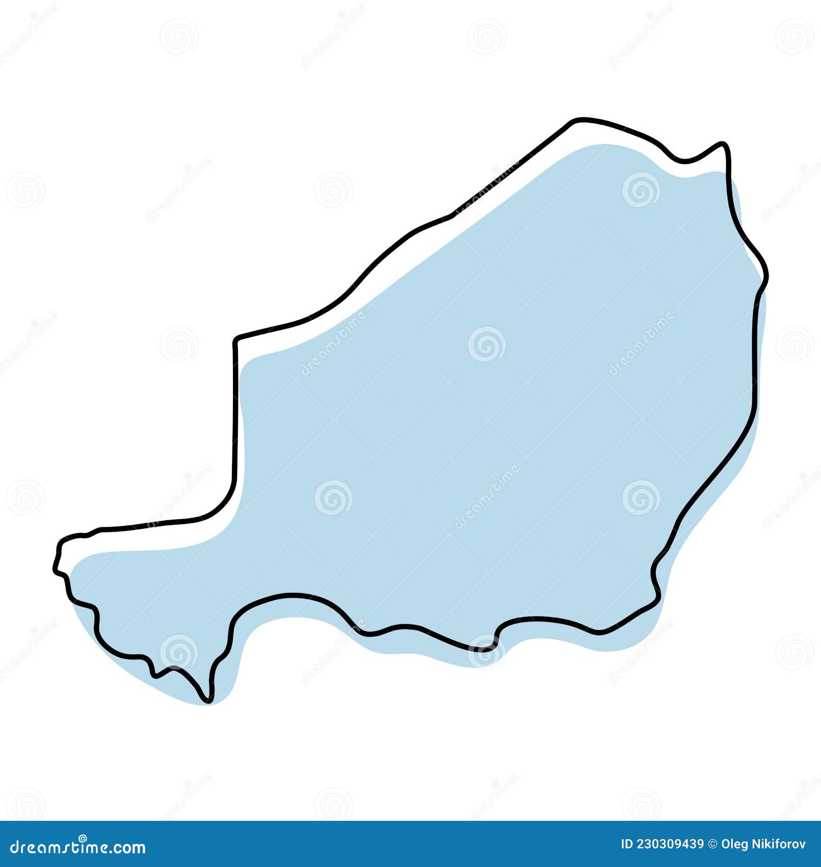 Stylized Simple Outline Map of Niger Icon. Blue Sketch Map of Niger ...