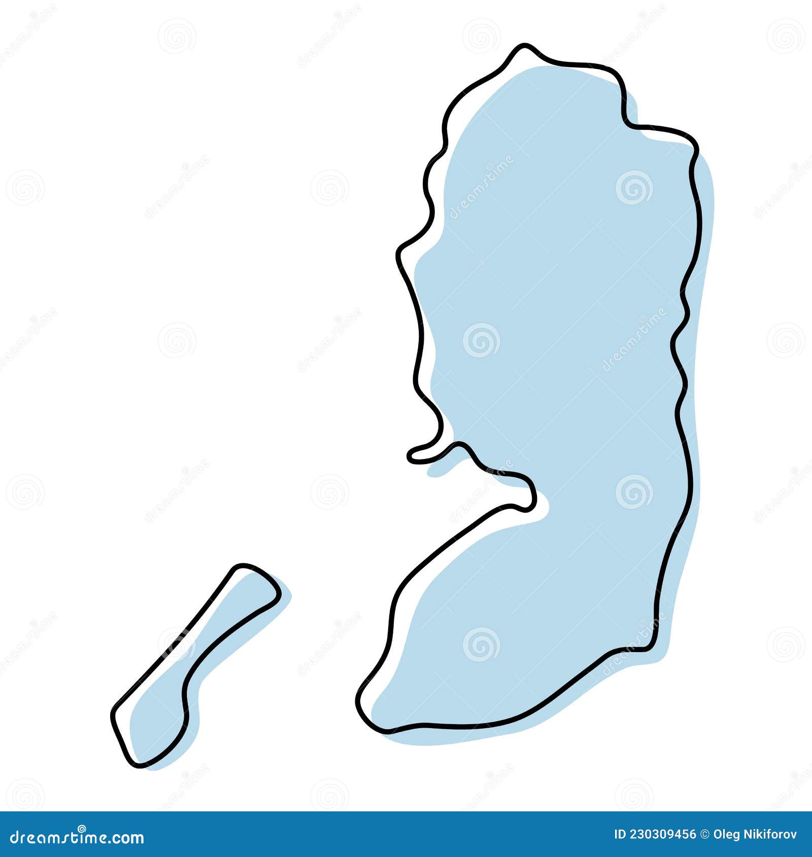 Stylized Simple Outline Map of Palestine Icon. Blue Sketch Map of ...