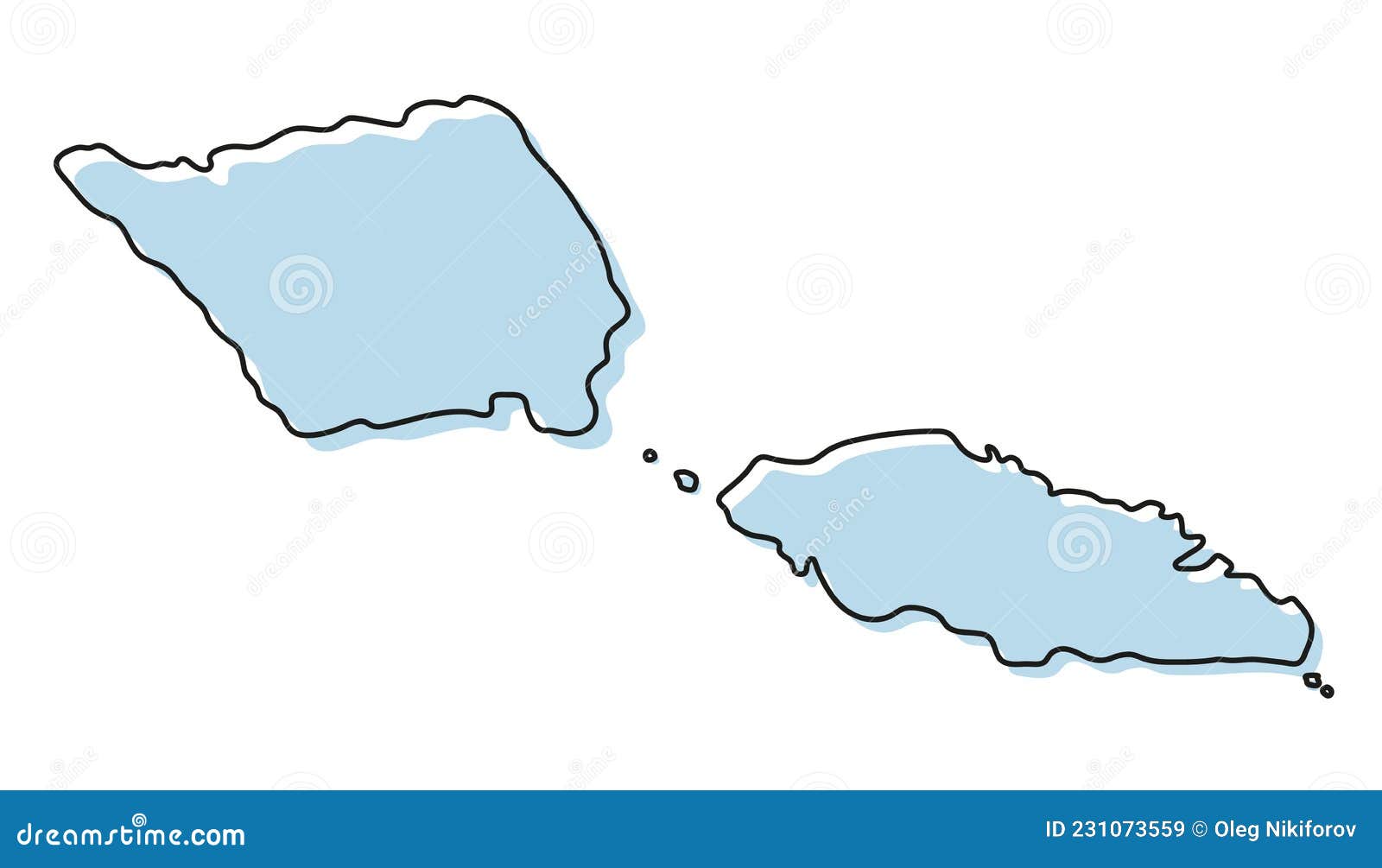 Stylized Simple Outline Map Of Samoa Icon. Blue Sketch Map Of Samoa ...