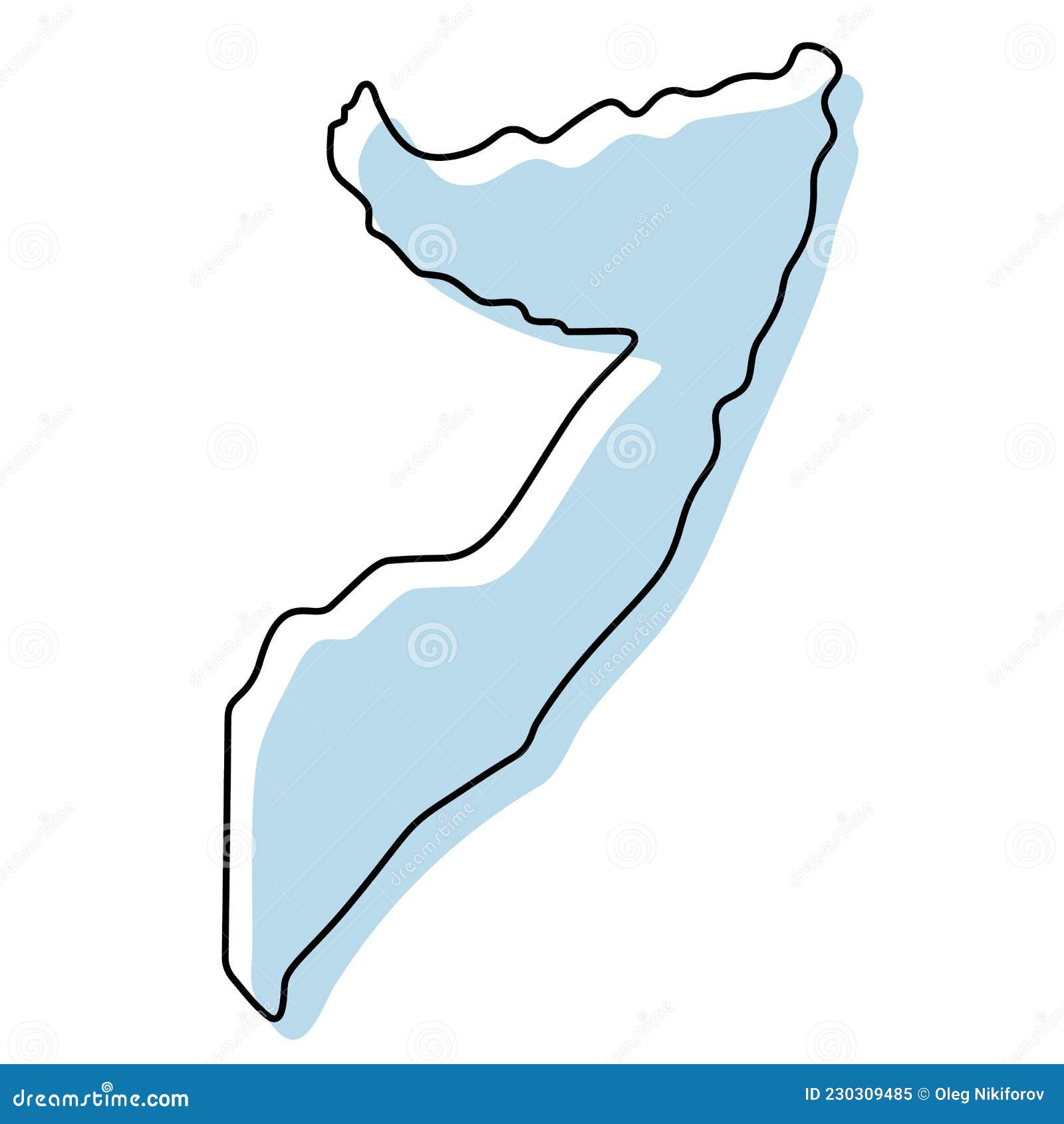Stylized Simple Outline Map Of Somalia Icon. Blue Sketch Map Of Somalia ...