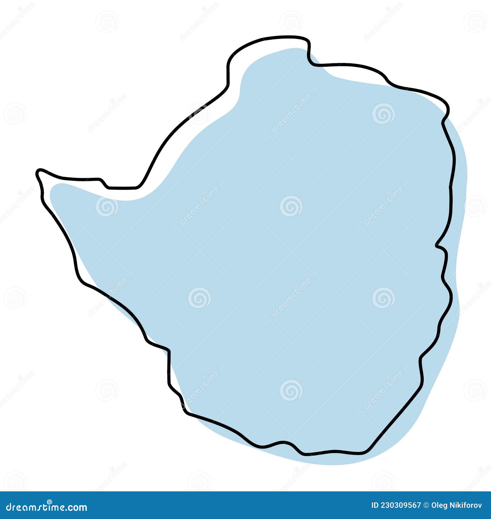 Stylized Simple Outline Map Of Zimbabwe Icon Blue Sketch Map Of