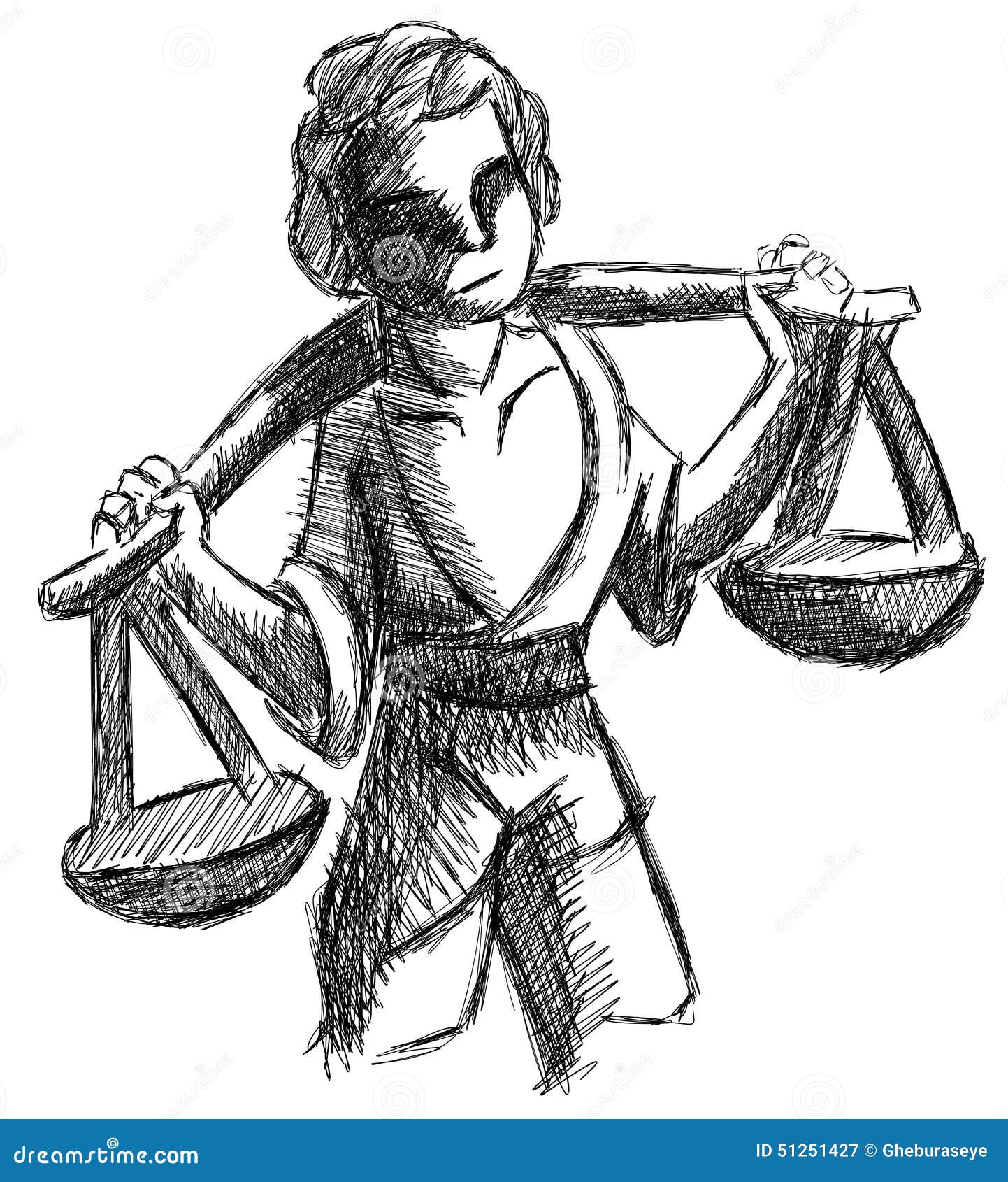 Stylized Sketch of a Man with Scales Isolated Stock Vector ...