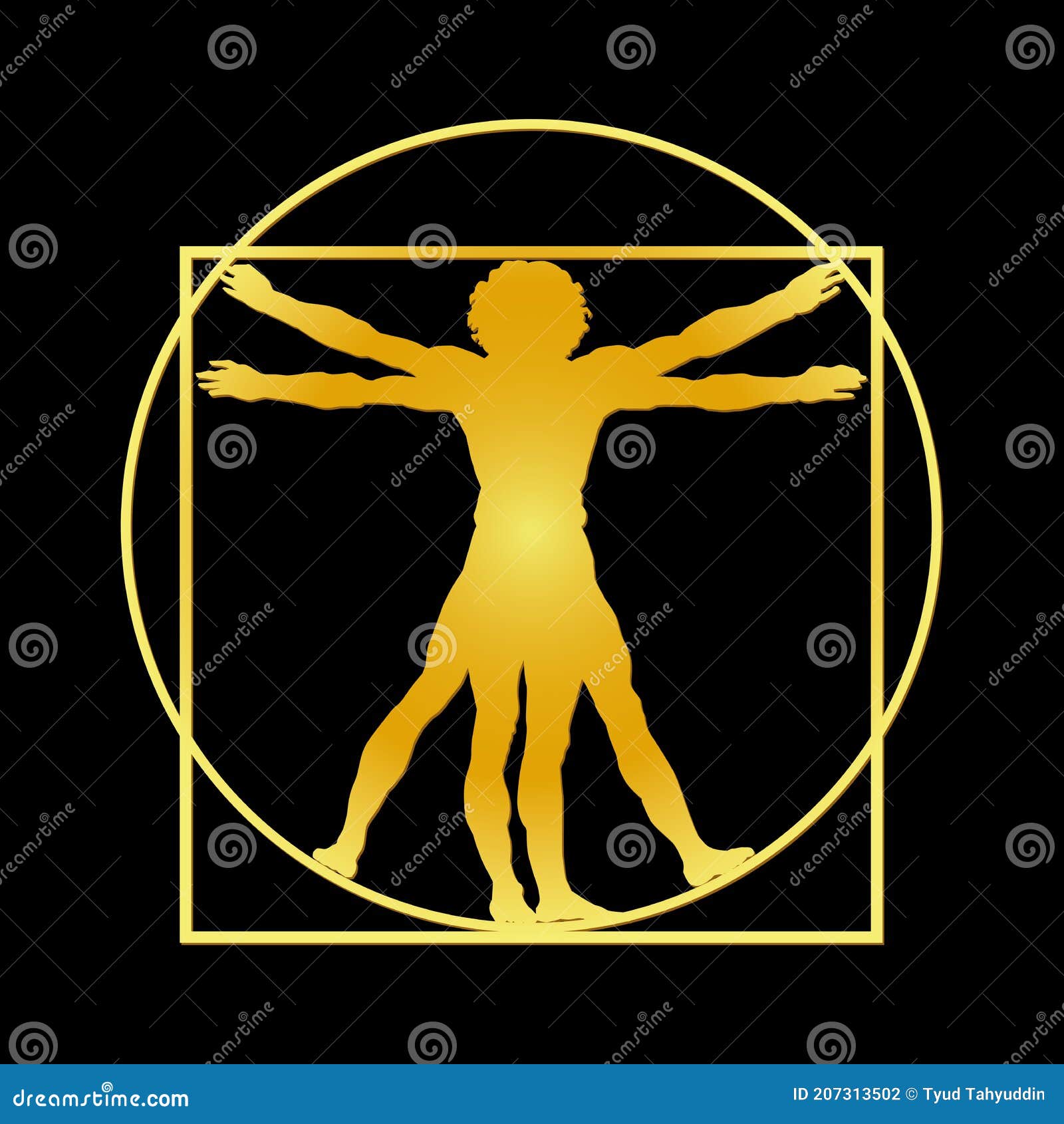 Black Vitruvian Man By Leonardo Da Vinci Icon Isolated On Yellow ...
