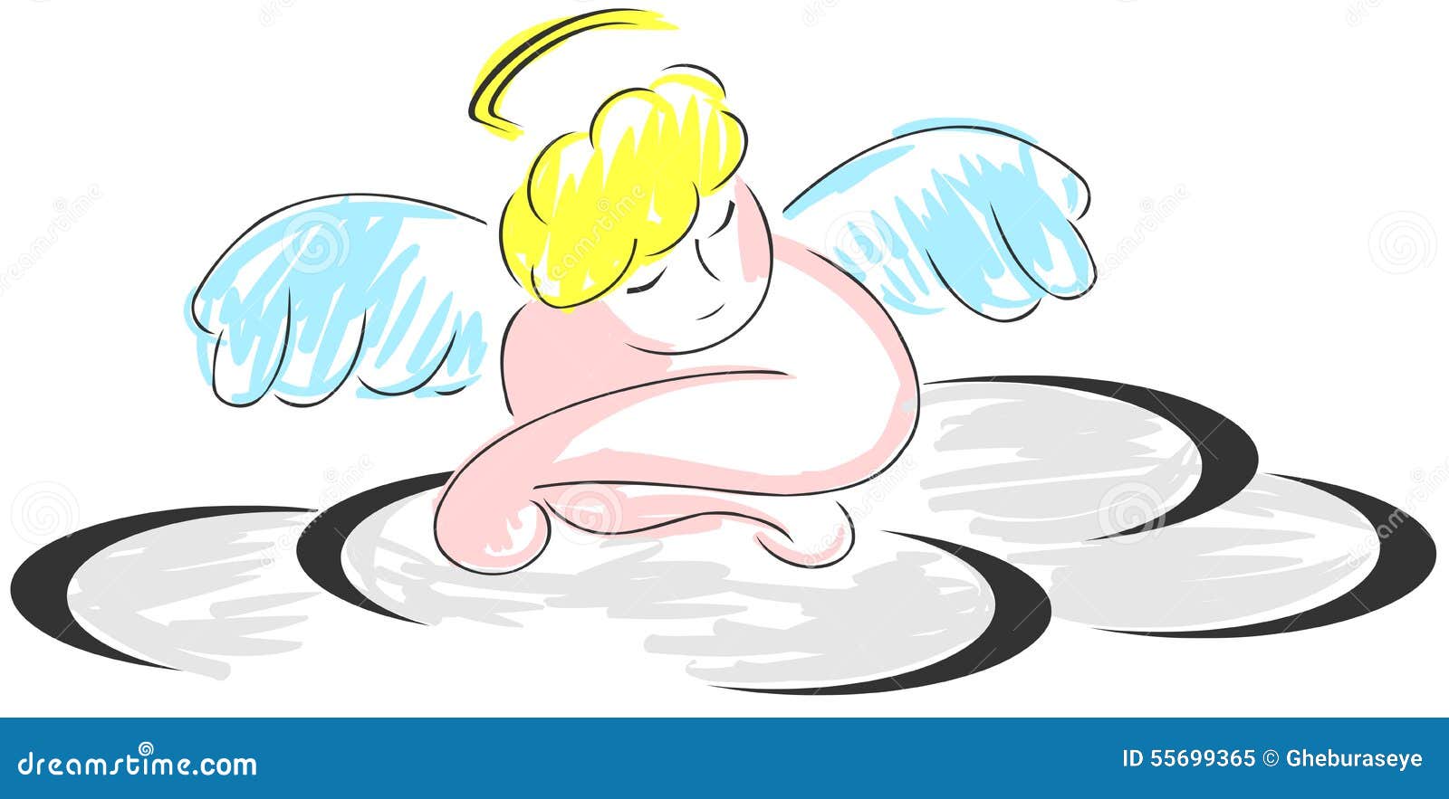 Stylized Sleeping angel stock vector. Illustration of decoration - 55699365