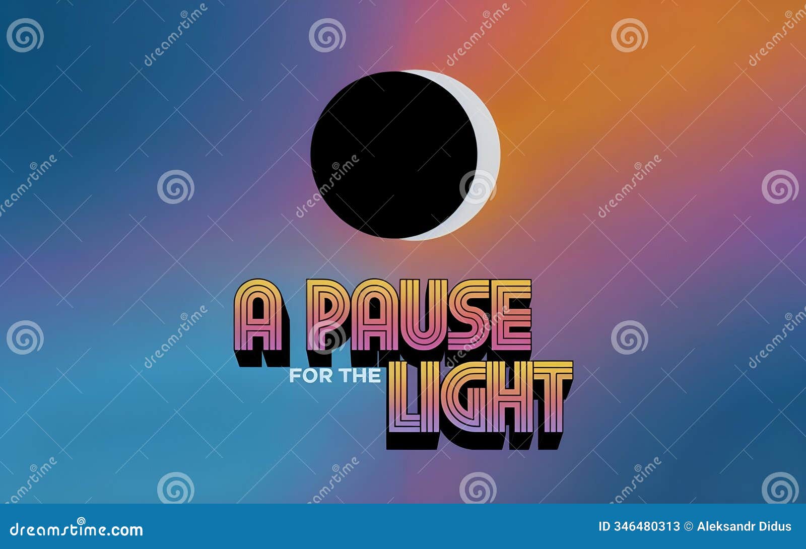 Stylized Solar Eclipse Graphic with Retro Typography Stock Illustration ...
