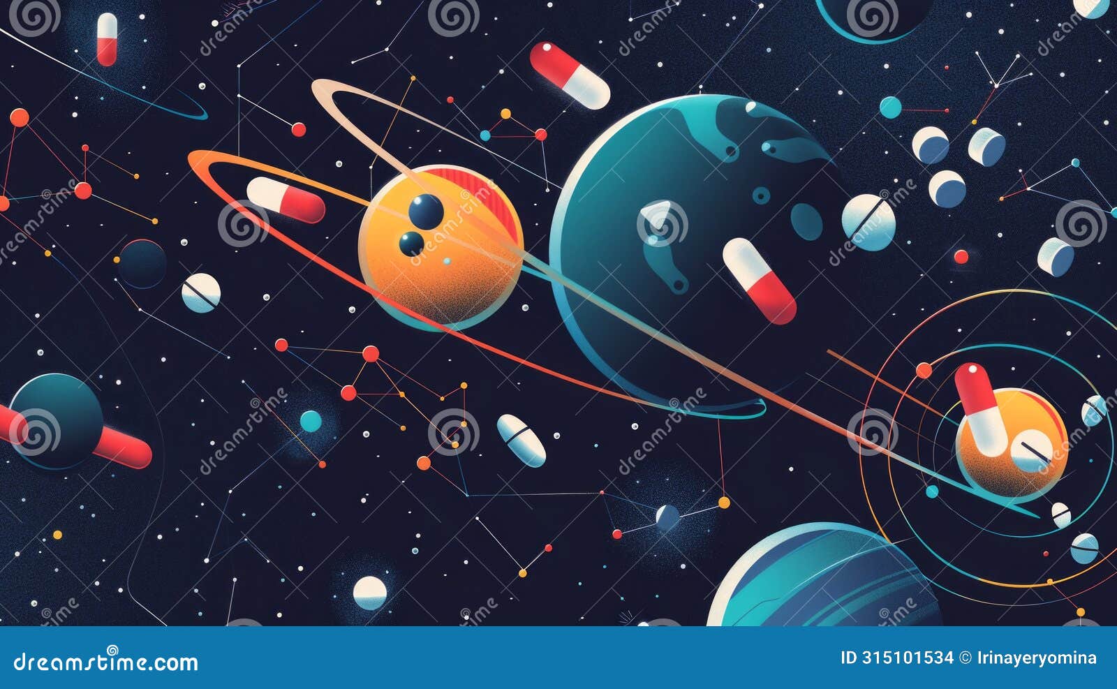 AI-Enabled Pharmaceutical Universe with Pill Planets Stock Photo ...
