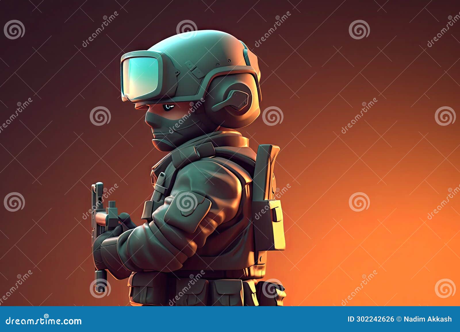 Stylized Soldier Game Character Header Copy Space Stock Photo - Image ...