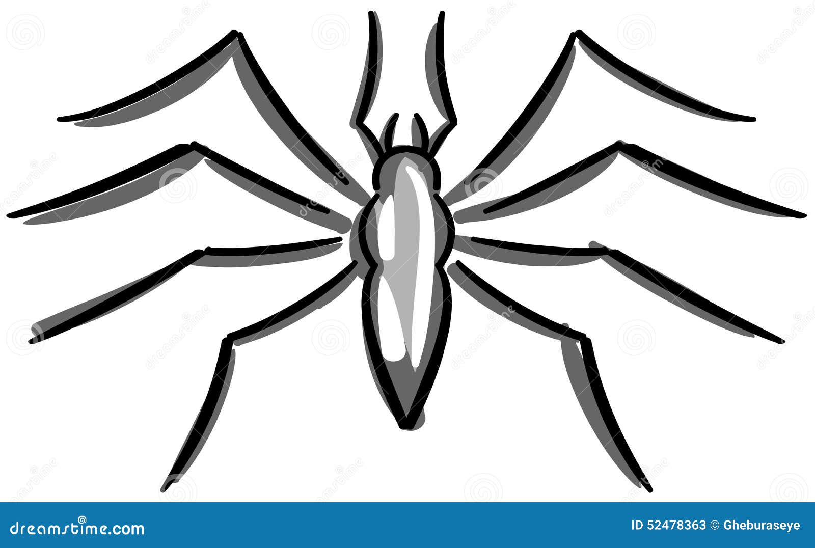 Stylized Spider Isolated in Grey Tones Stock Vector - Illustration of ...