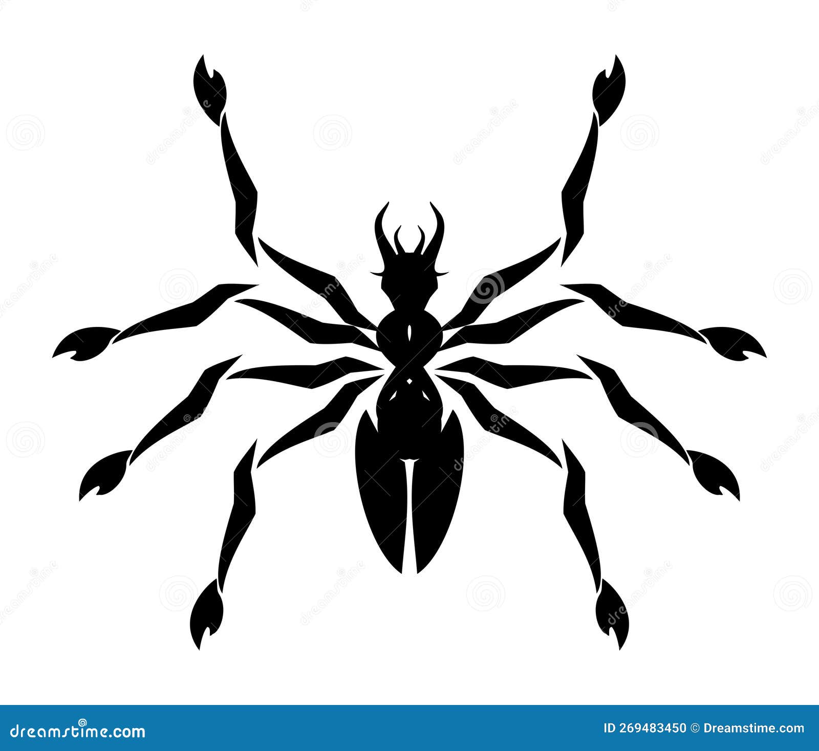 Stylized Spider, Tattoo, Black and White, Isolated. Stock Illustration ...