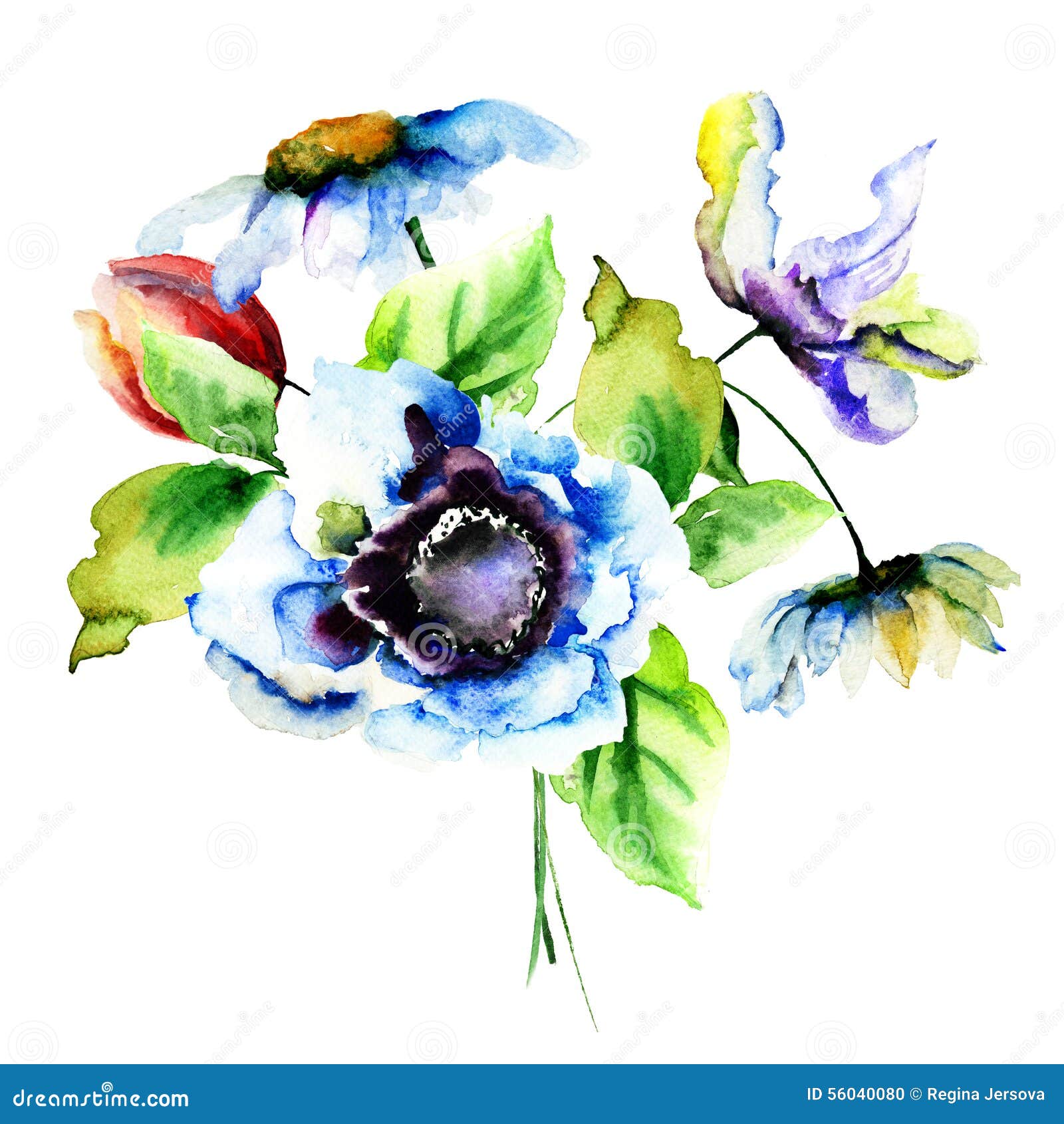 Stylized spring flowers stock illustration. Illustration of branch ...