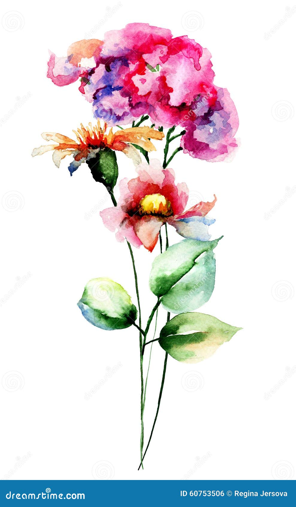 Stylized spring flowers stock illustration. Illustration of spring ...