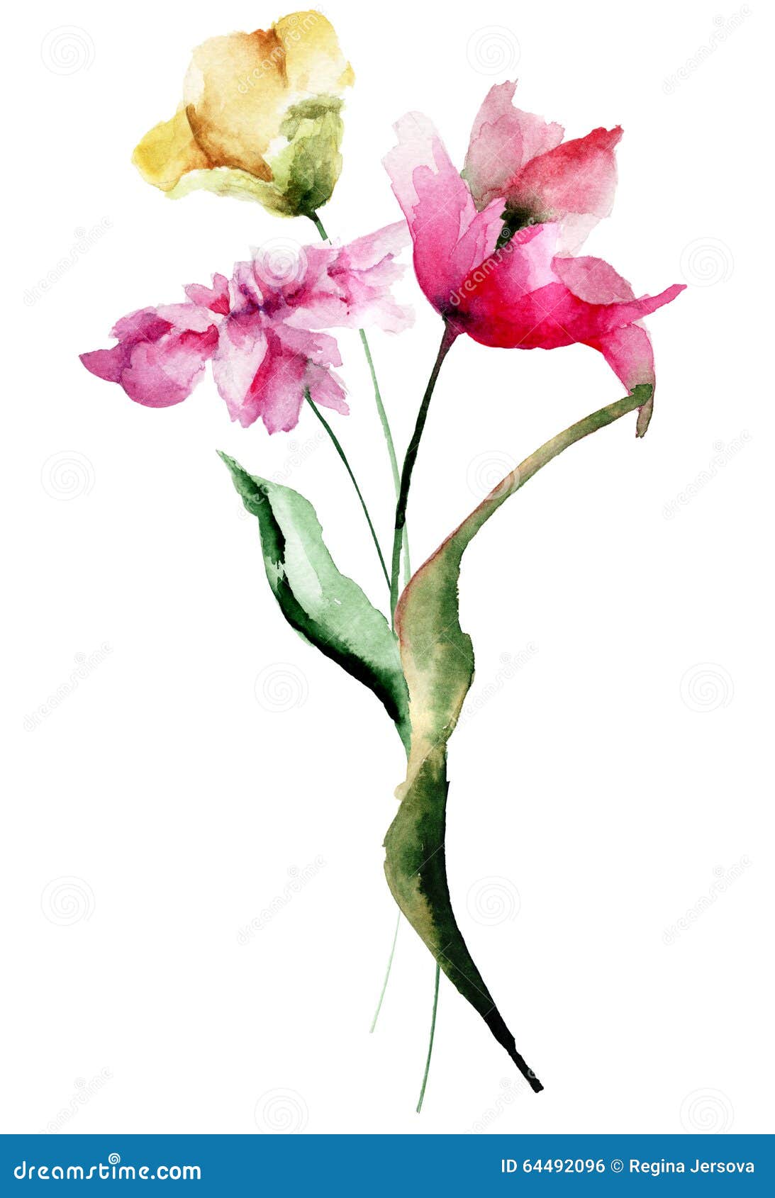 Stylized spring flowers stock illustration. Illustration of sketching ...