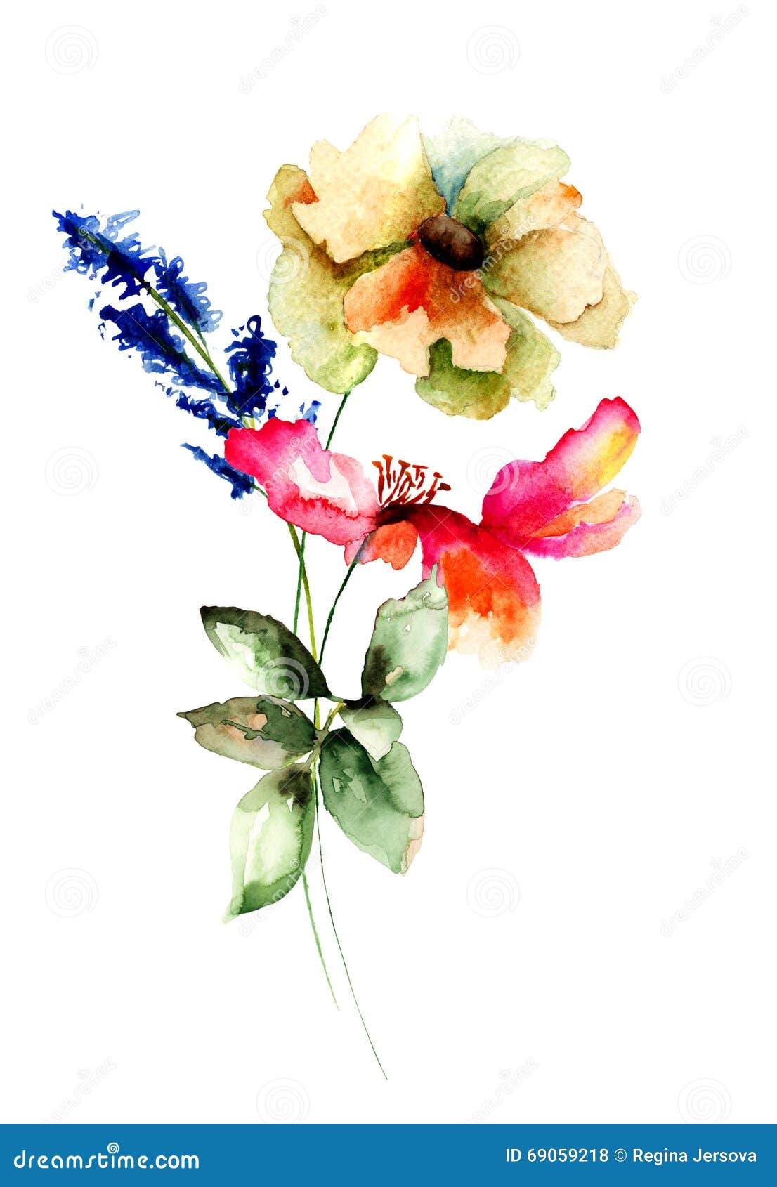 Stylized spring flowers, stock illustration. Illustration of gerber ...