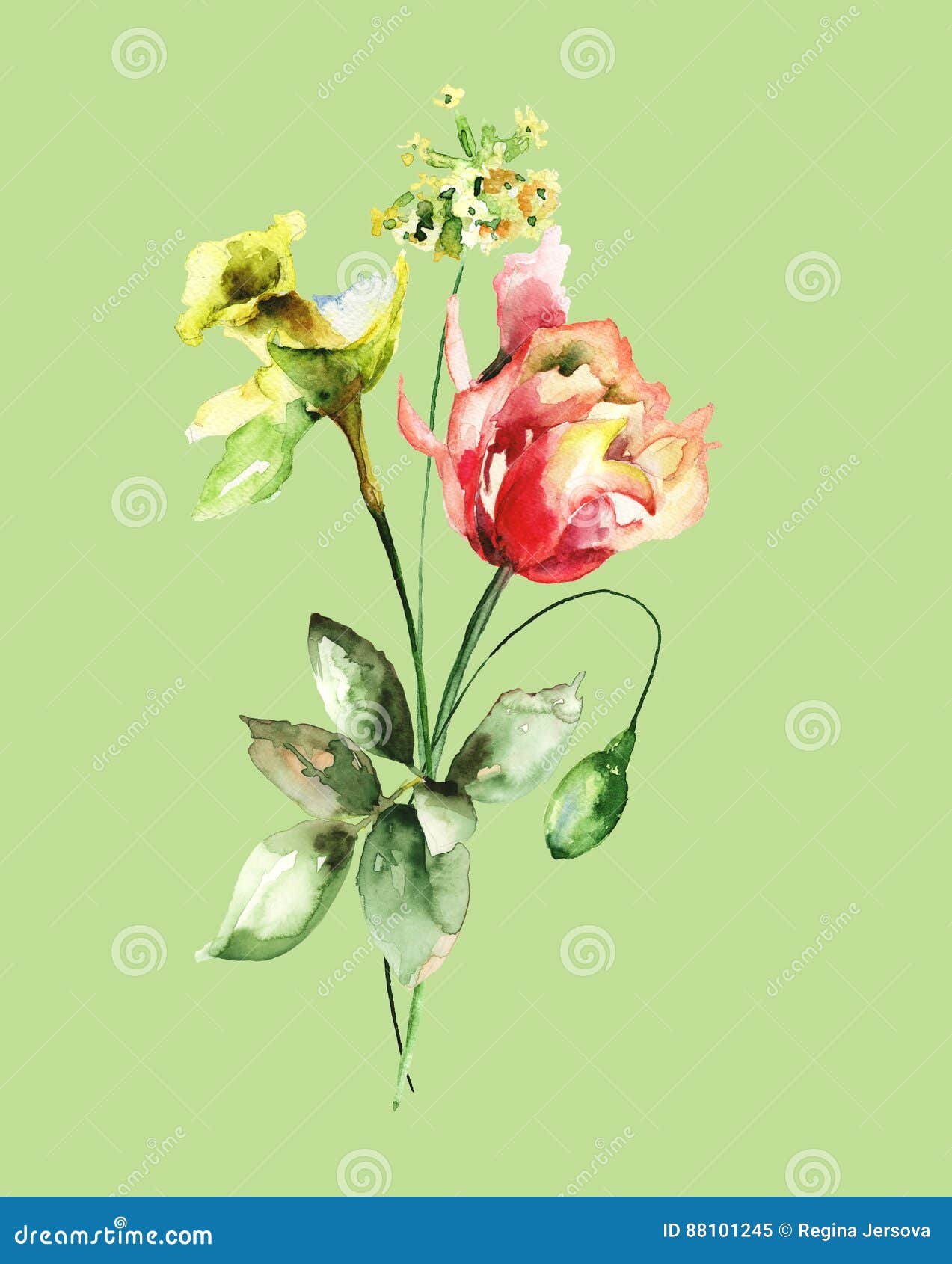 Stylized spring flowers stock illustration. Illustration of plant ...