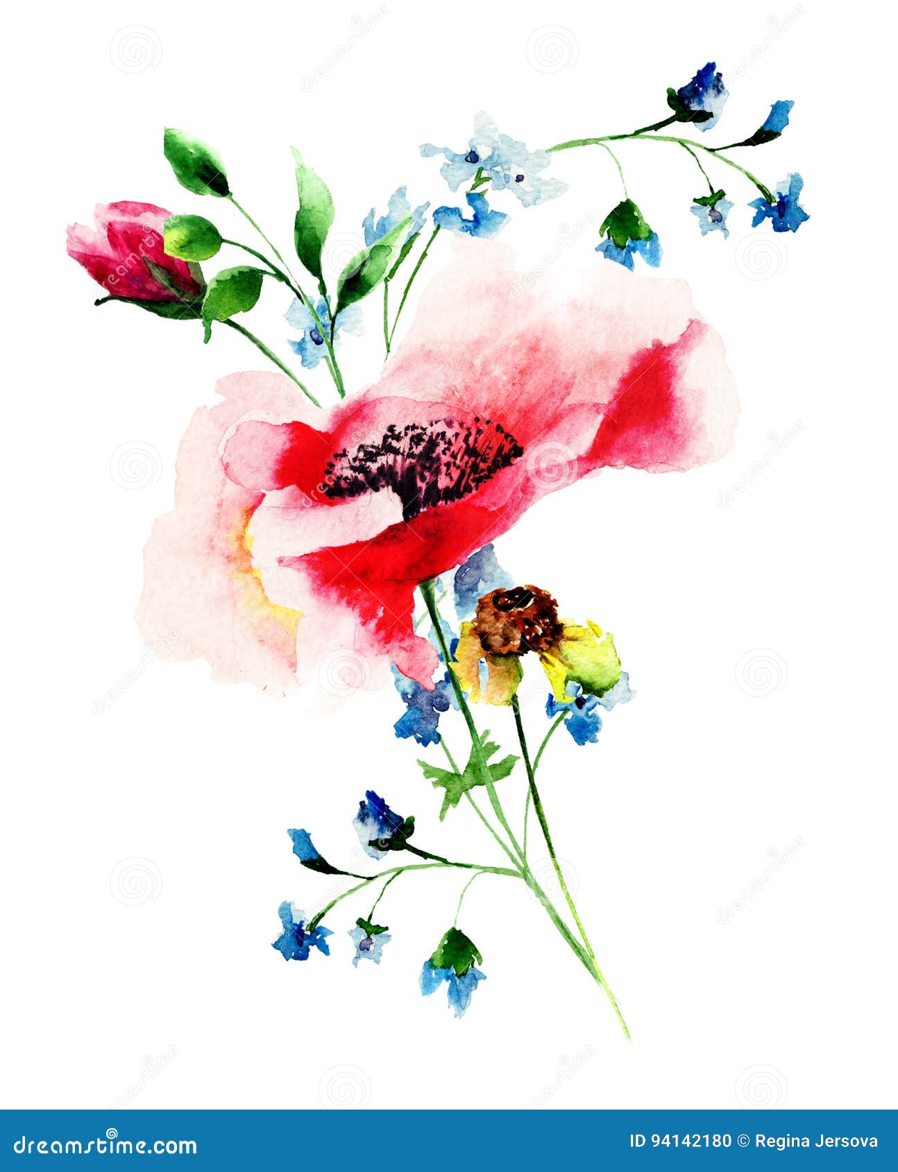 Stylized spring flowers stock illustration. Illustration of card - 94142180