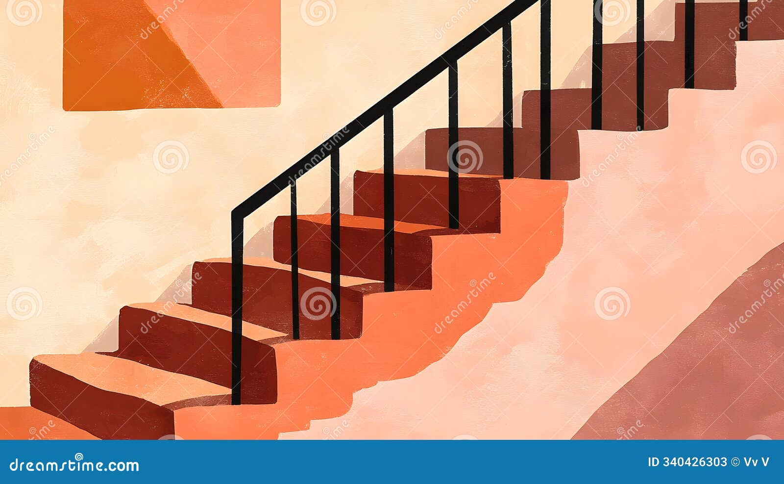 Stylized Staircase with Warm Color Palette. Stock Image - Image of ...