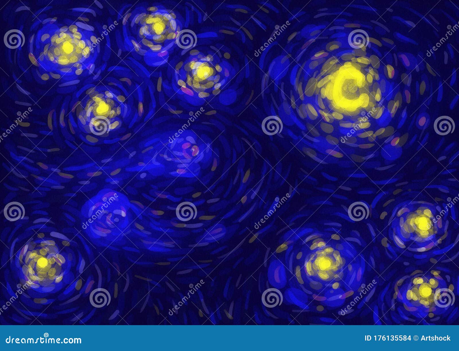 Stylized starry night stock illustration. Illustration of bright ...