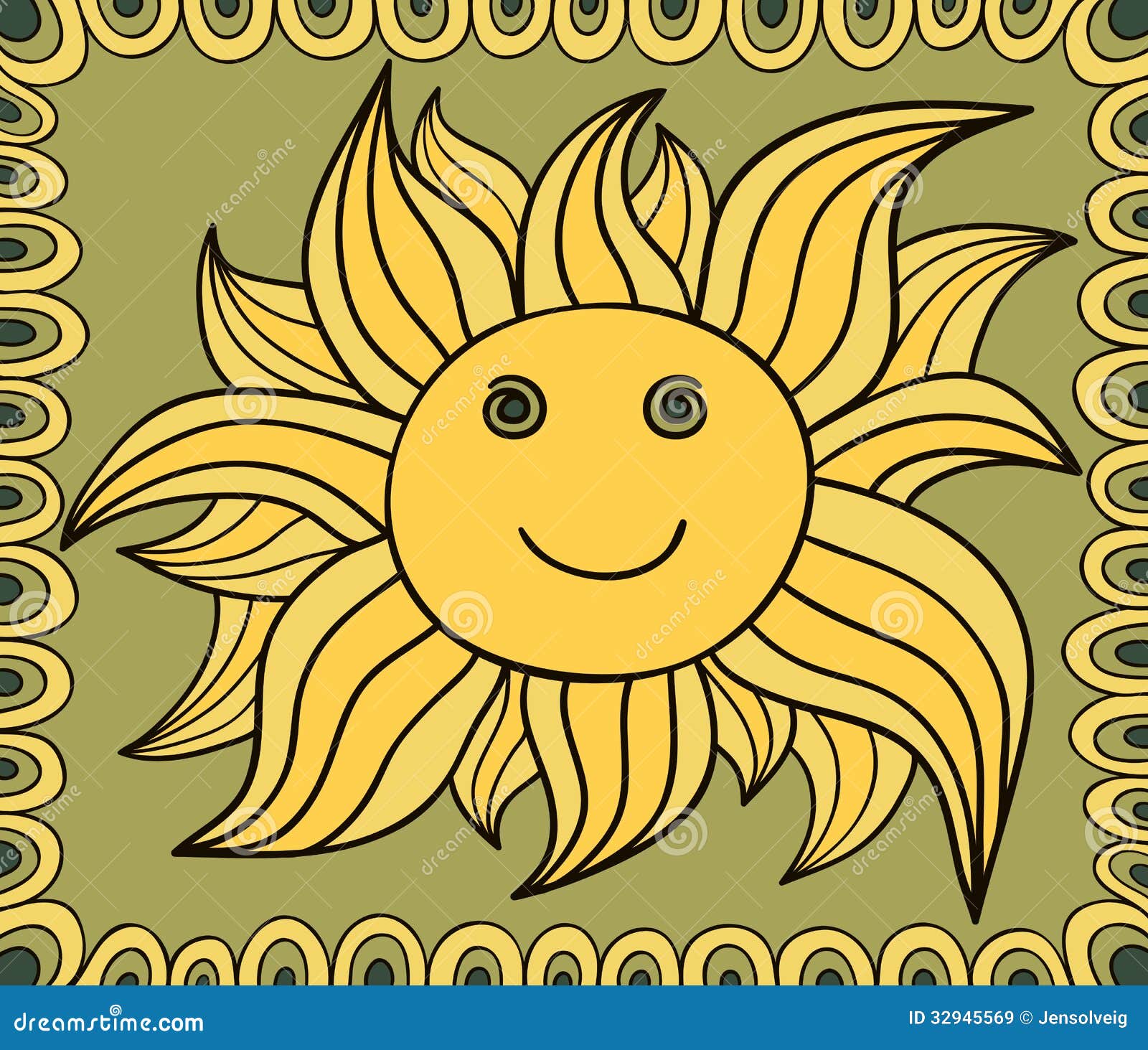 Stylized Sun Drawing. Vector Background Stock Vector - Illustration of ...