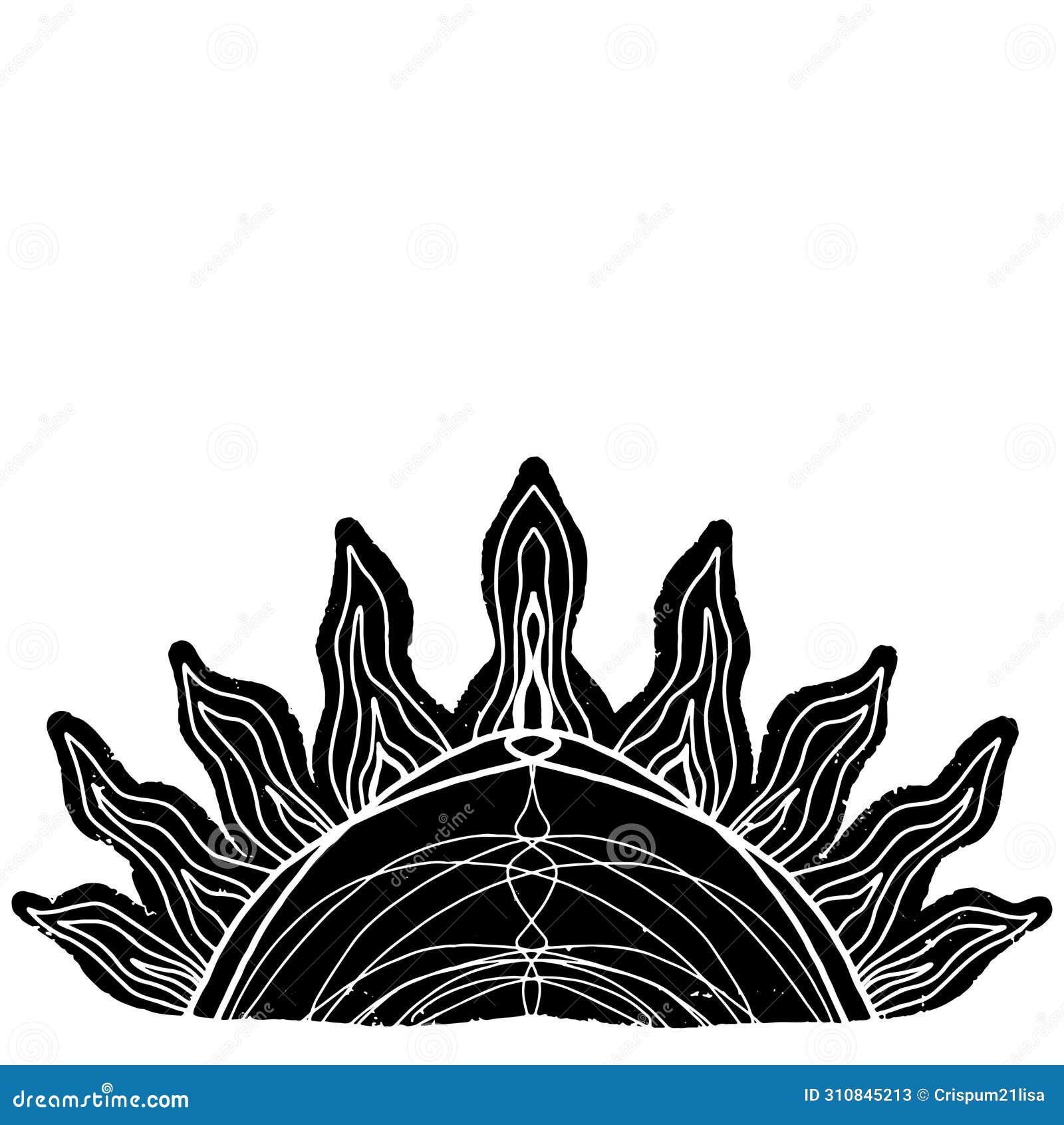 Stylized Sun. Illustration in Linocut Style, Rustic Style Stock Vector ...