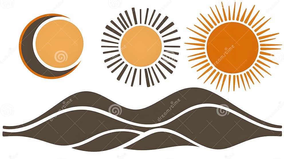 Stylized Sun and Moon Illustrations in Earthy Tones Stock Image - Image ...