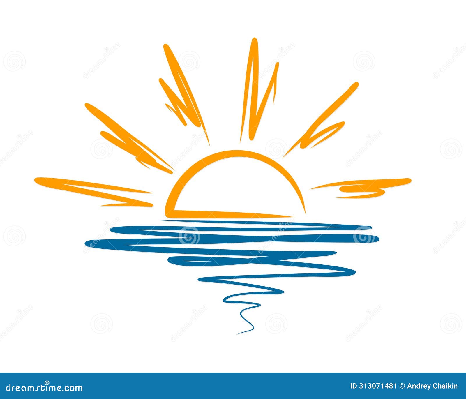 Sun Symbol with a Blue Wave. Stock Vector - Illustration of warm, sign ...