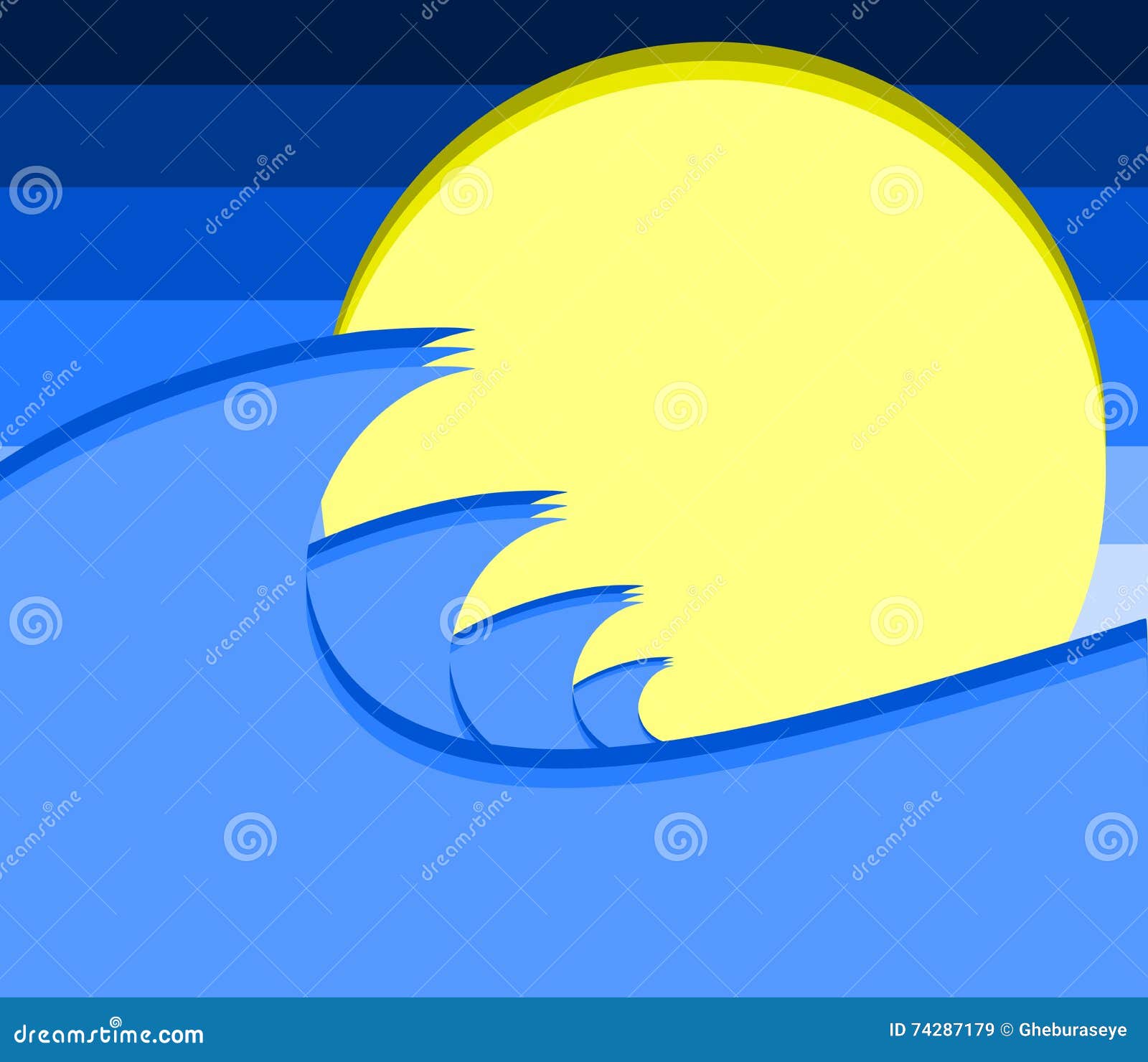 Stylized sun with waves stock vector. Illustration of projects - 74287179