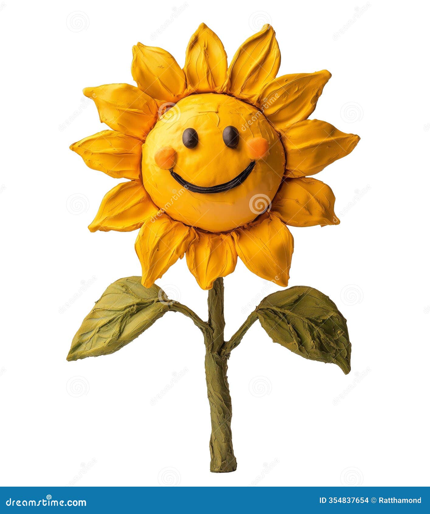 A Stylized Sunflower with a Smiley Face is Isolated on a Transparent ...