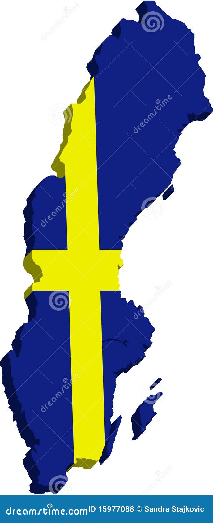 Stylized Map Of Sweden. Cartoon Map With Travel Illustration. Famous ...