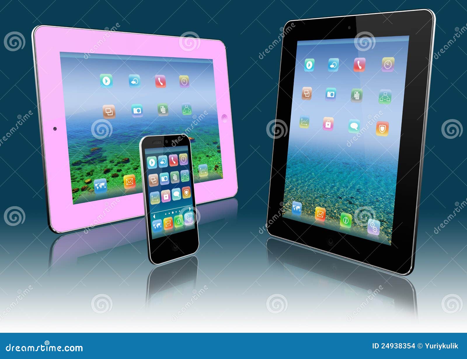 Stylized Tablet Pc and Mobile Phone Stock Illustration - Illustration ...