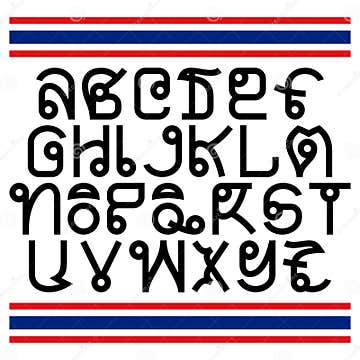 Stylized Thai Alphabet. Custom Vector Font. Stock Illustration ...