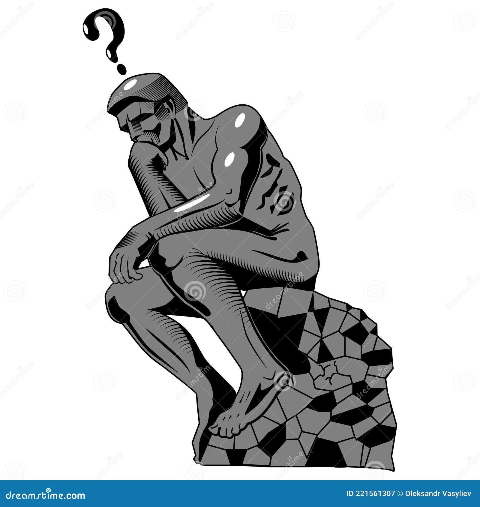 Stylized Thinker Statue.Vector Illustration Isolated Stock Vector ...