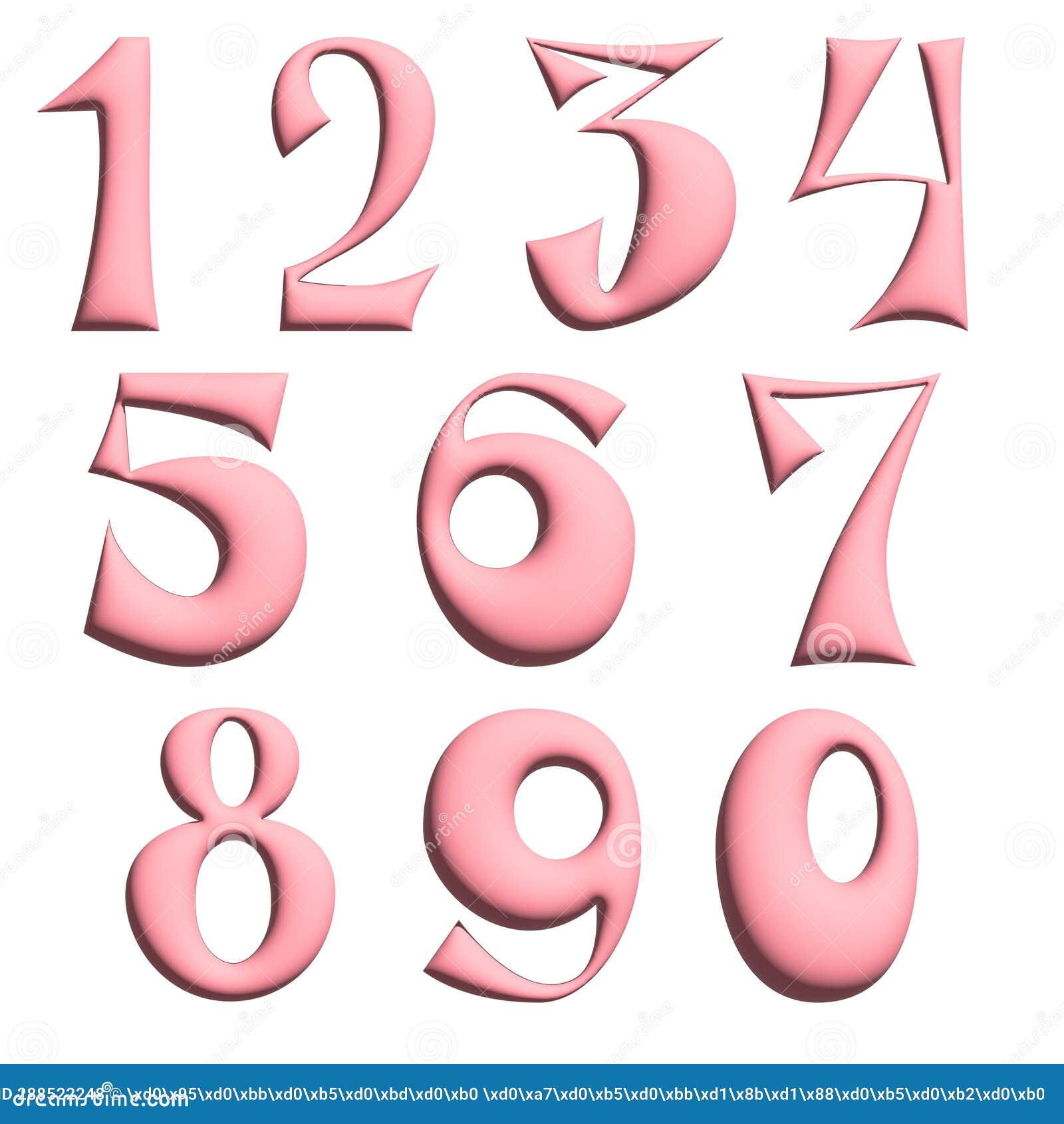 Stylized Three-dimensional Pink Numbers from 0 To 9, Clipart Stock ... Stylized Three-dimensional Pink Numbers from 0 To 9, Clipart Stock ...
