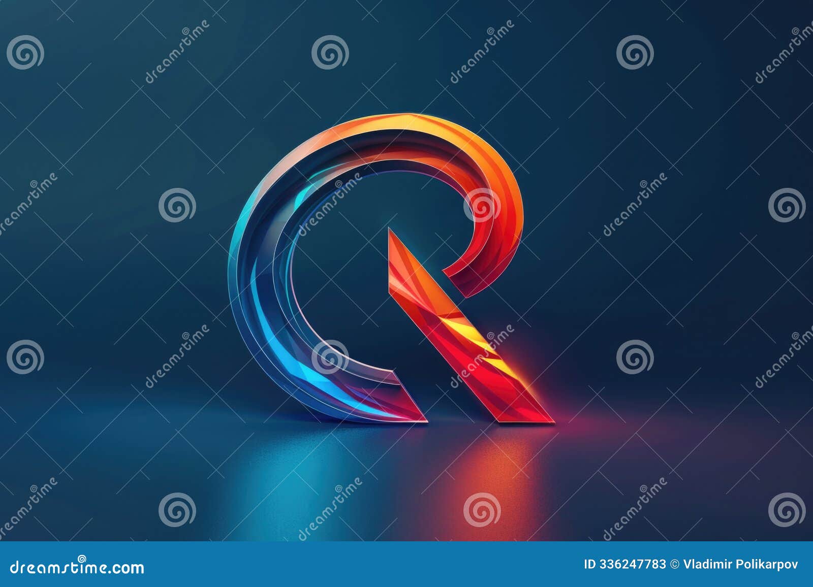 A Stylized Three-dimensional Representation of the Letter R in a ...